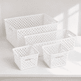 4-Piece Decorative Plastic Storage Basket Set with Cut-Out Handles and ...