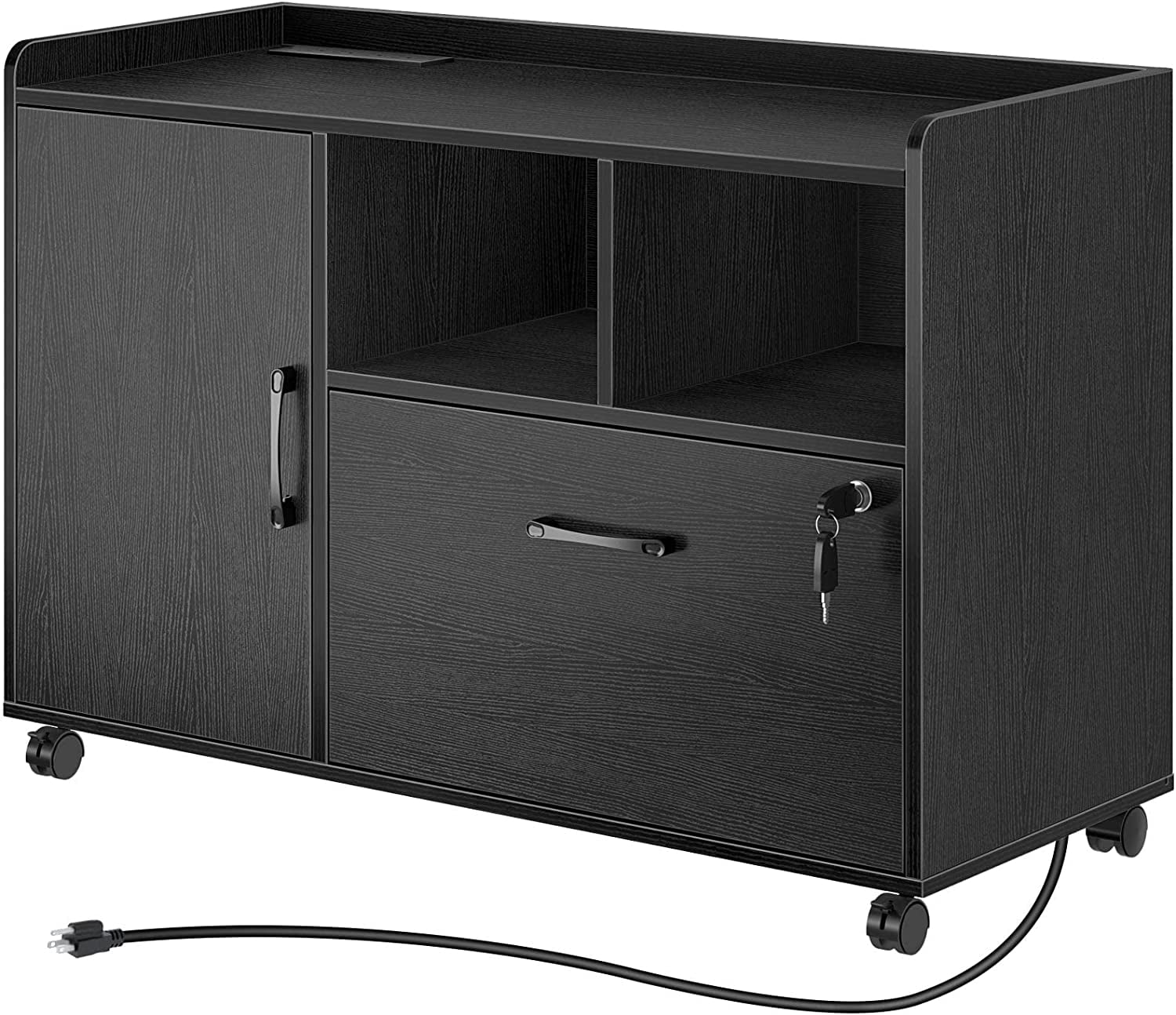 SHMAMT File Cabinet with Charging Station, Mobile Lateral Filing ...