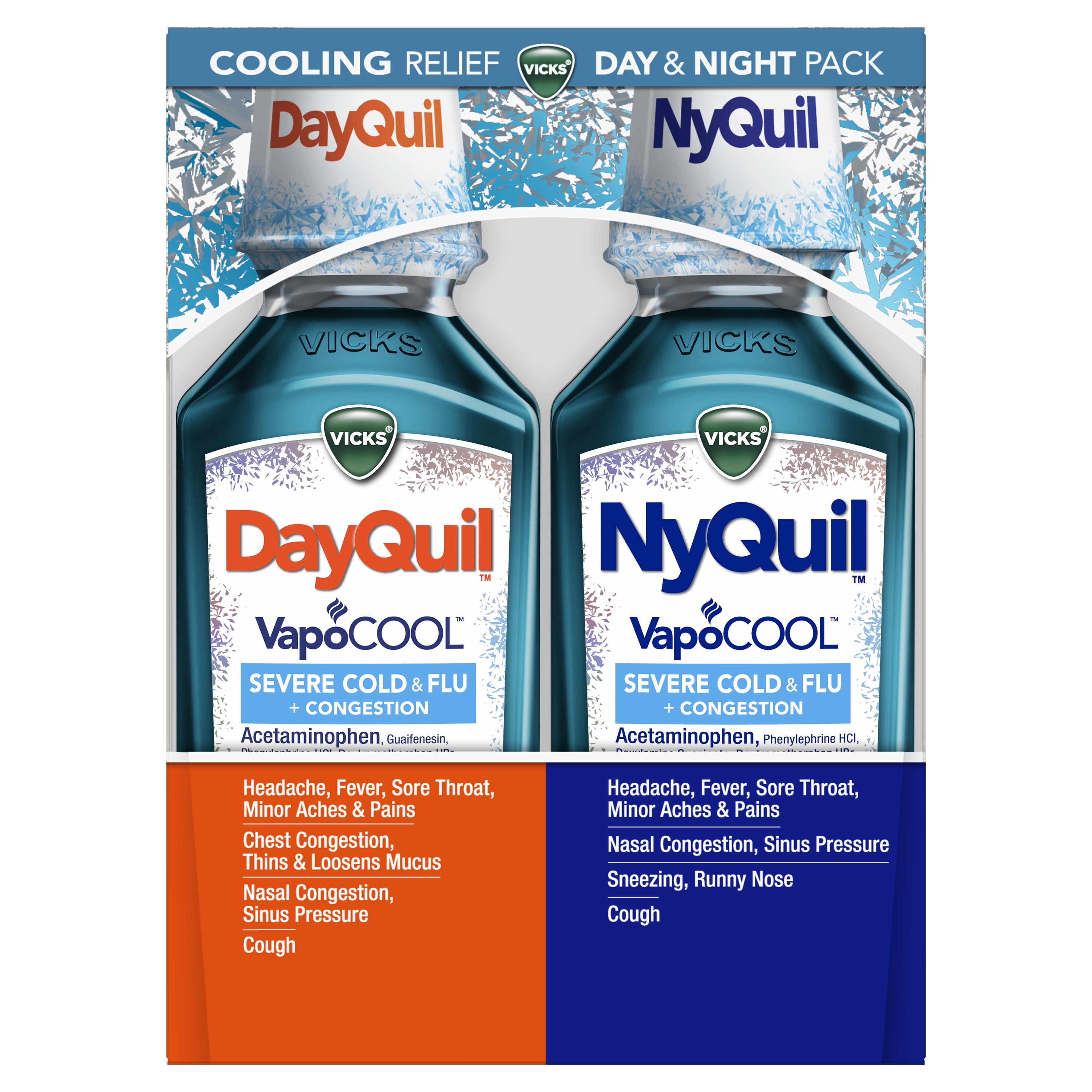 Vicks DayQuil and NyQuil VapoCOOL Cold medicine liquid, 12 fl oz 2 pk ...