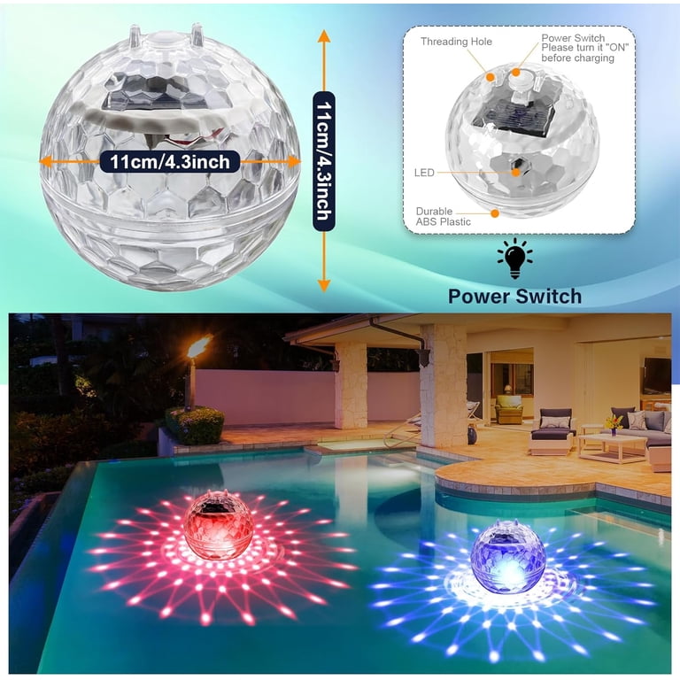 Solar Floating Pool Lights - Color Changing LED Pool Lights With 6 ...