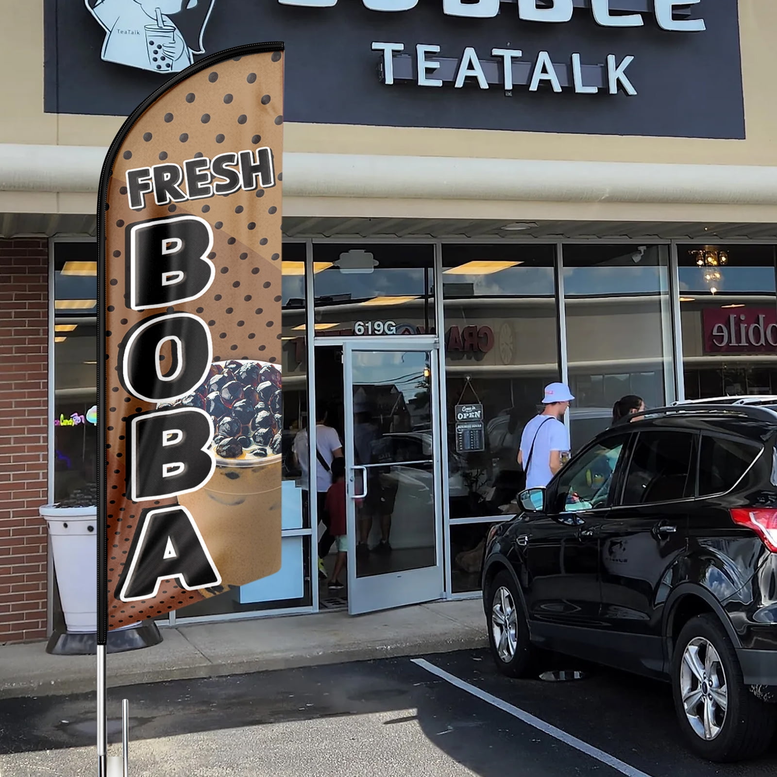 Fresh Boba Sign Feather Flag,8FT Fresh Boba outdoor advertising flag ...