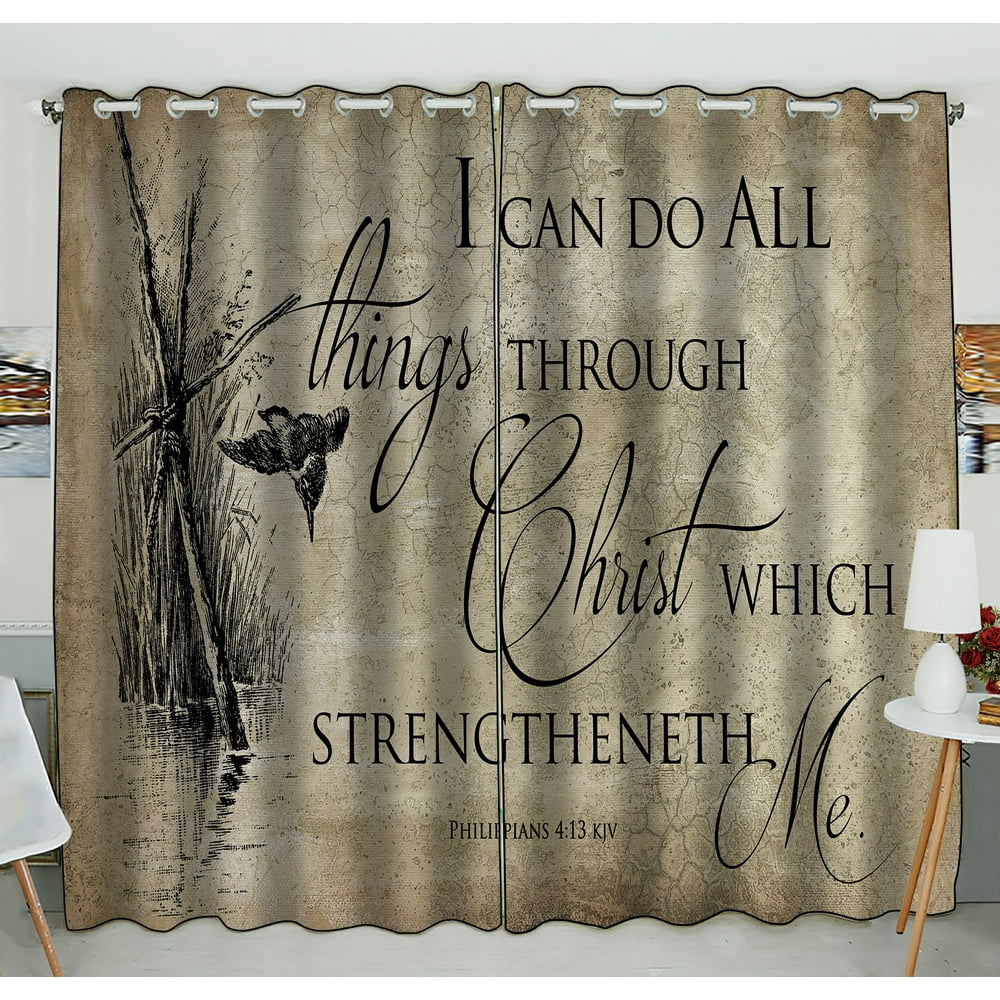 Phfzk Inspirational Window Curtain, Bible Verse Window Curtain Blackout ...