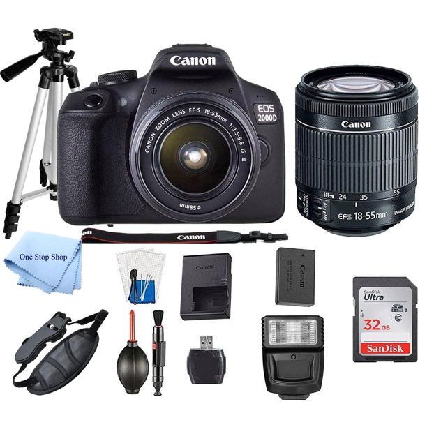 Canon EOS 2000D / Rebel T7 24.1MP Digital SLR Camera + EF-S 18-55mm ...