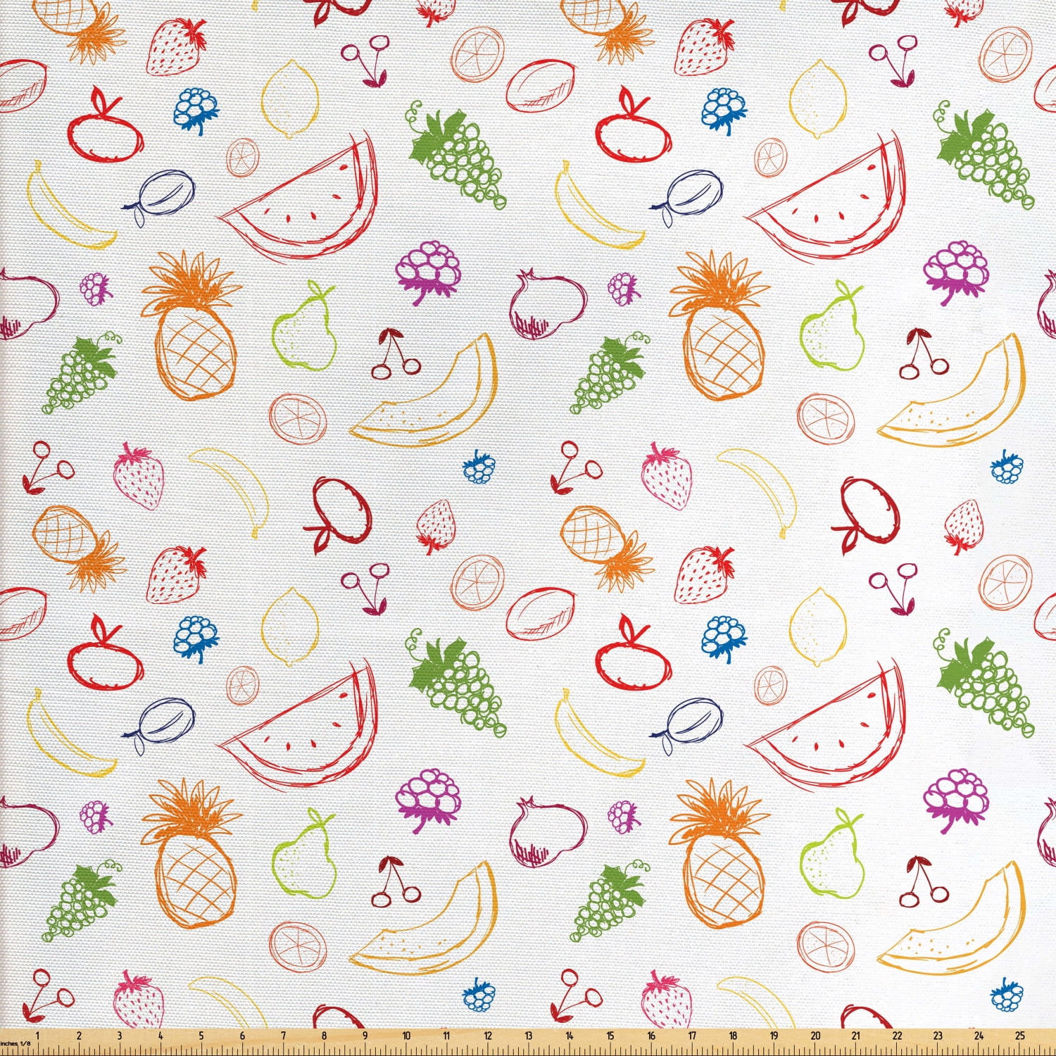 Fruit Sofa Upholstery Fabric by the Yard, Sketch Vegetarian Berries and ...