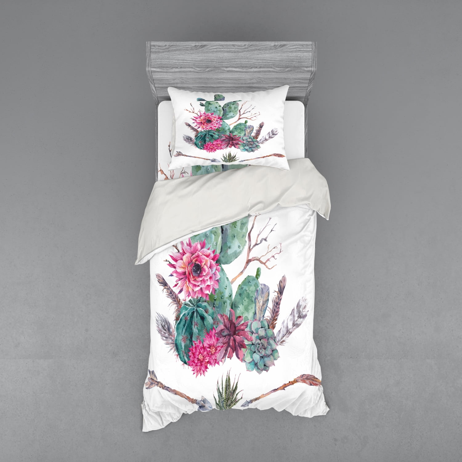 Ambesonne Cactus Bedding Set 3 Pcs, Exotic Bouquet Vintage, Twin XL ...