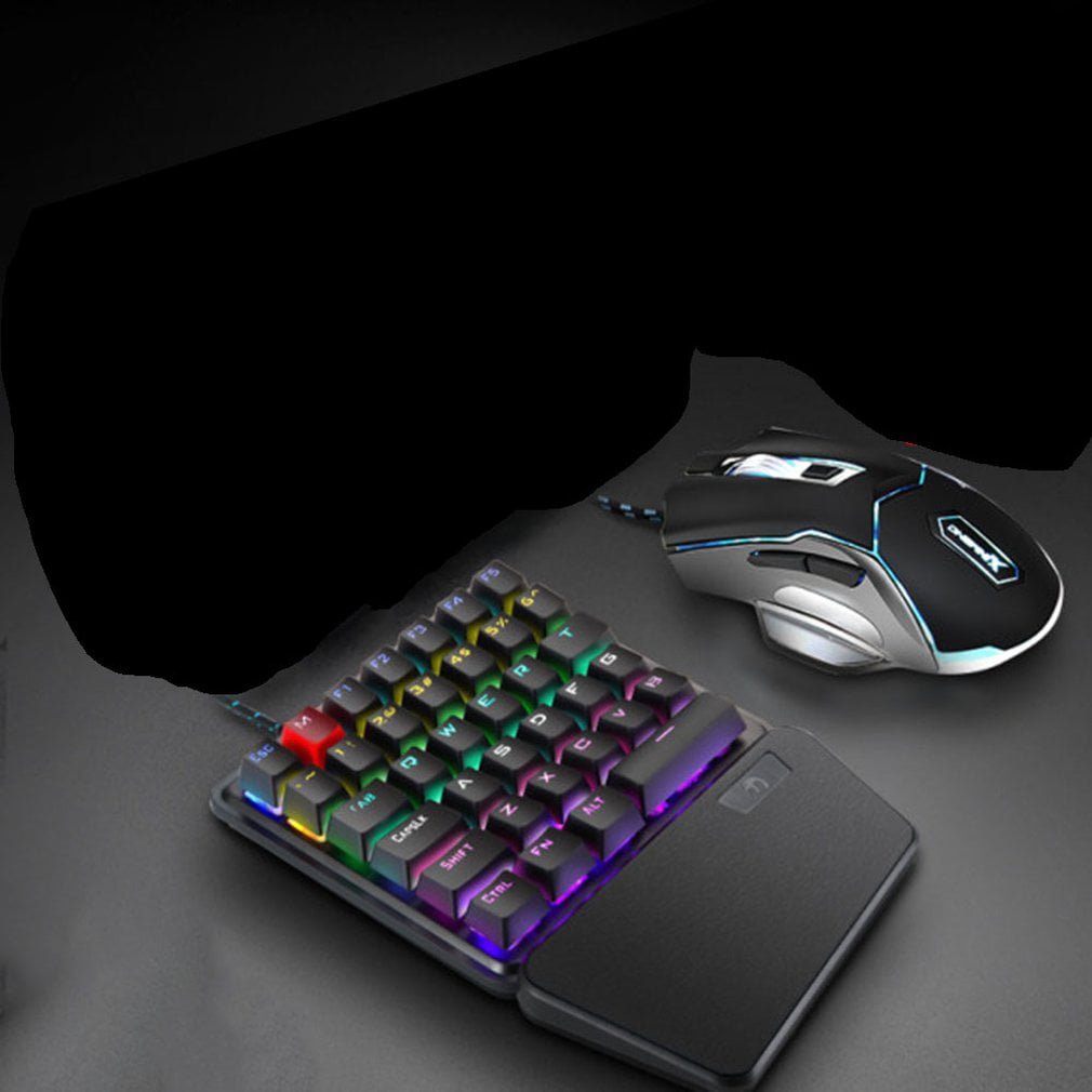 One-Handed Keyboard Mouse Set Mechanical Gaming Portable Keyboard Mouse ...