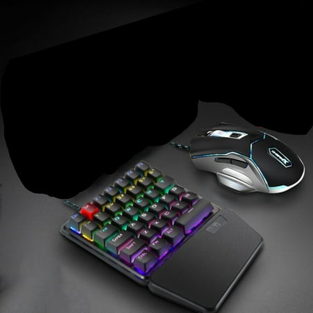 One-Handed Keyboard Mouse Set Mechanical Gaming Portable Keyboard Mouse ...
