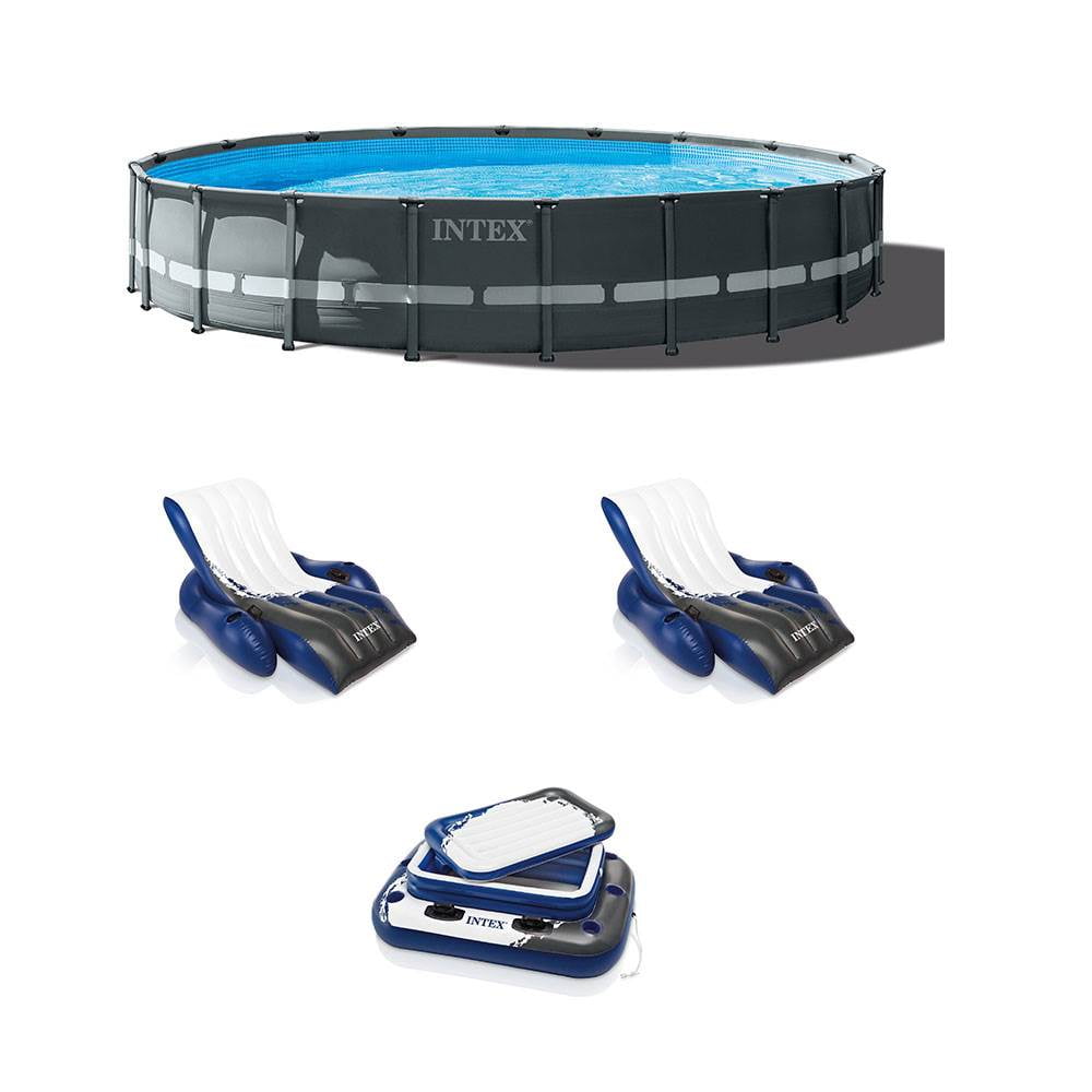 Intex 20ft x 48in Ultra XTR Round Pool, Pump, Ladder, Lounger (2 Pack ...