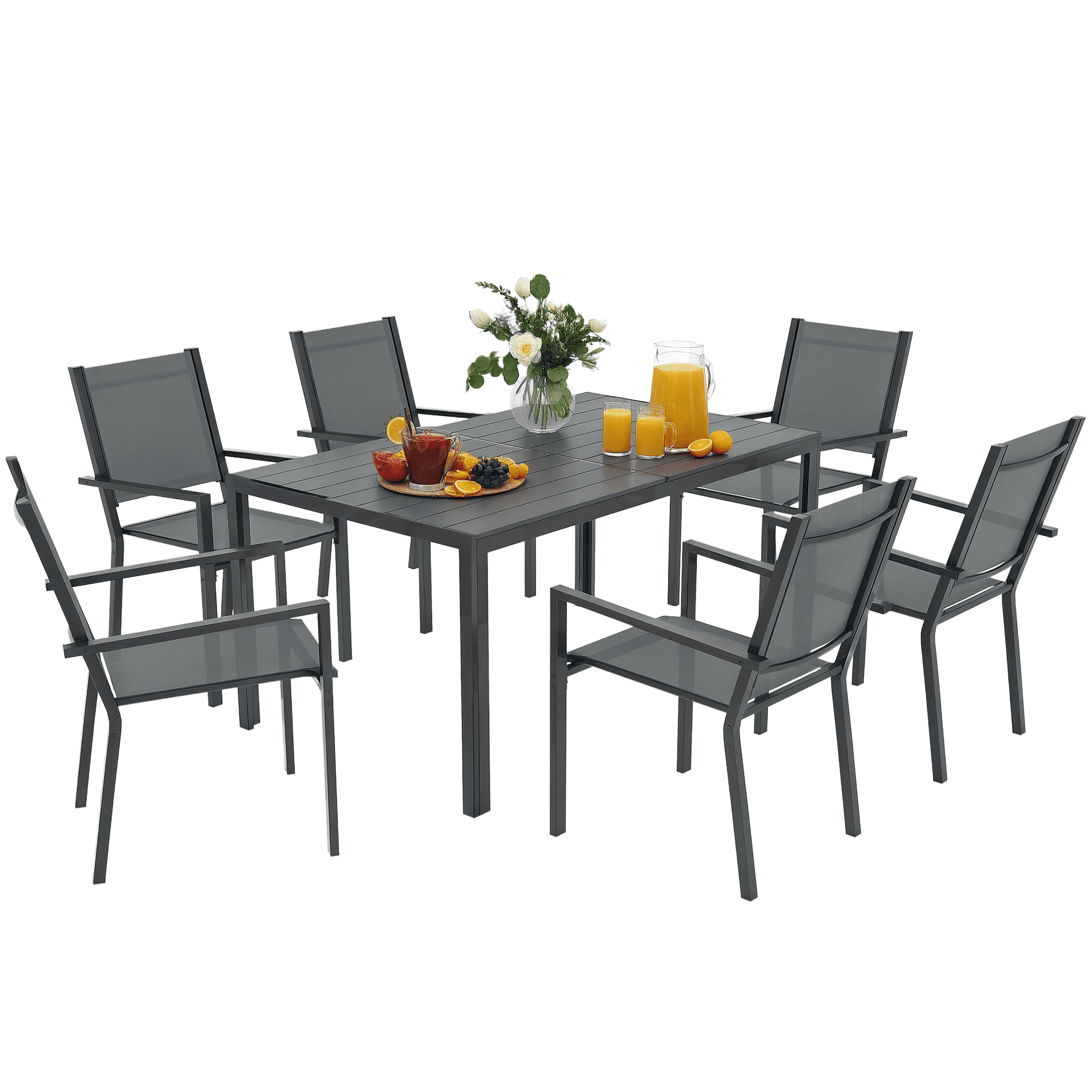 Click here for Outsunny 7 Piece Outdoor Dining Set W/ 6 Stackable... prices