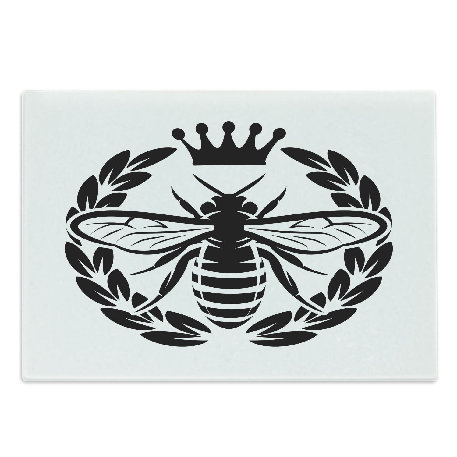 Queen Bee Cutting Board, Monochrome Wreath Insect and Crown Abstract ...