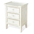 Rena Side End Table with 3 Drawers, 19 Inch Rustic White Mahogany Wood ...