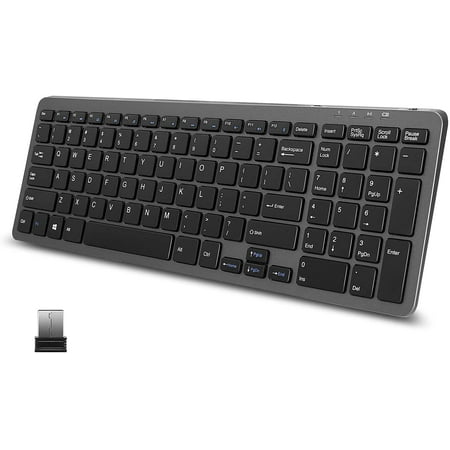 LUO Ultra Slim Wireless Keyboard, Rechargeable 2.4G Cordless Keyboard ...