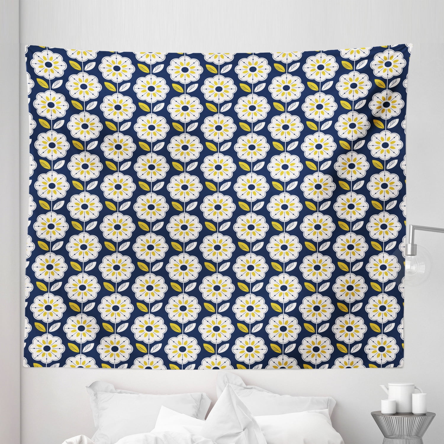Floral Tapestry, Scandinavian Style Eight-Petal Flower Vertical ...