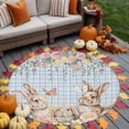 Easter Rabbits Washable Round Area Rug 5 ft, Pink Flower Hydrangea ...