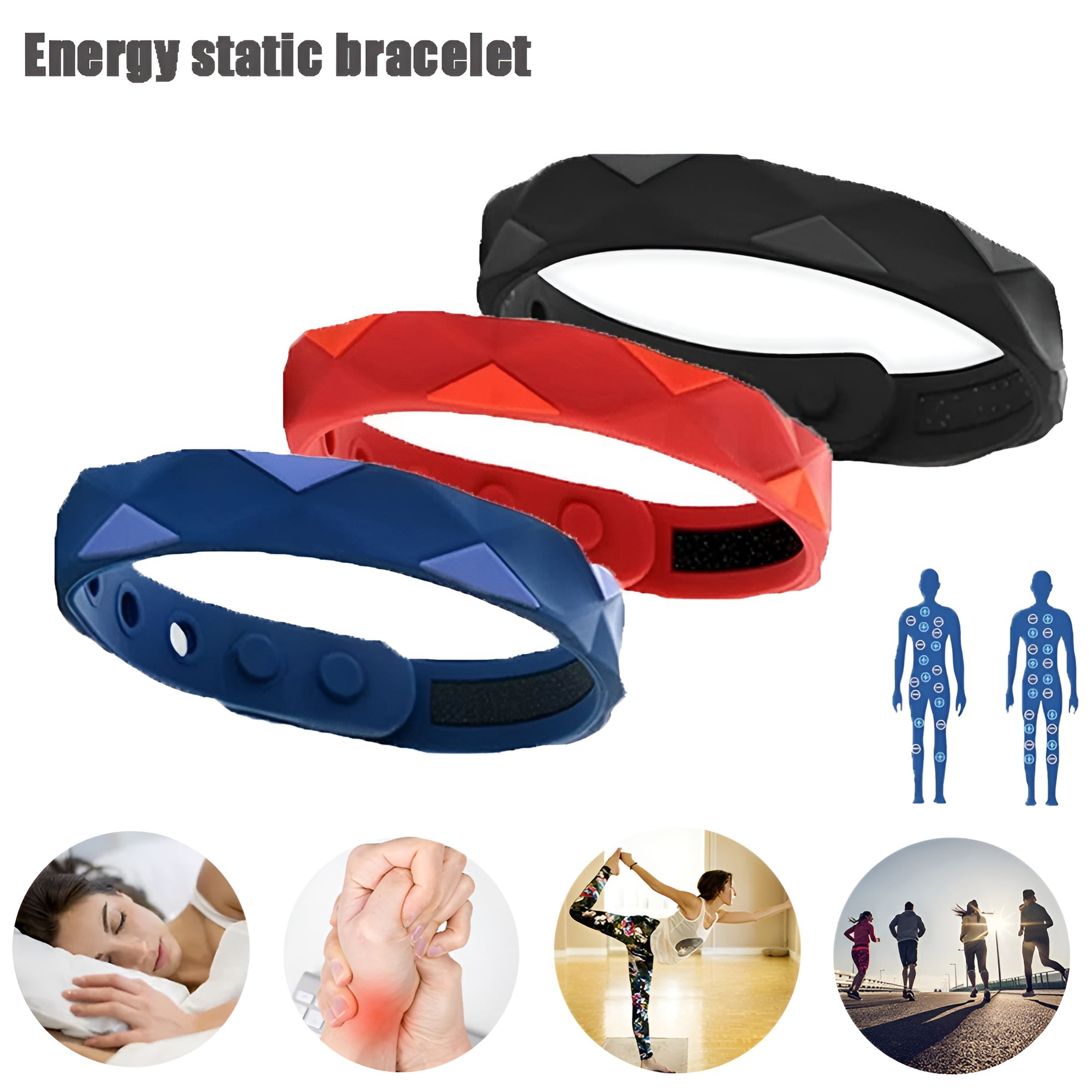 UDIYO Silicone Negative Ion Bracelet, Pulsera Antiestatica Para Hombre ...