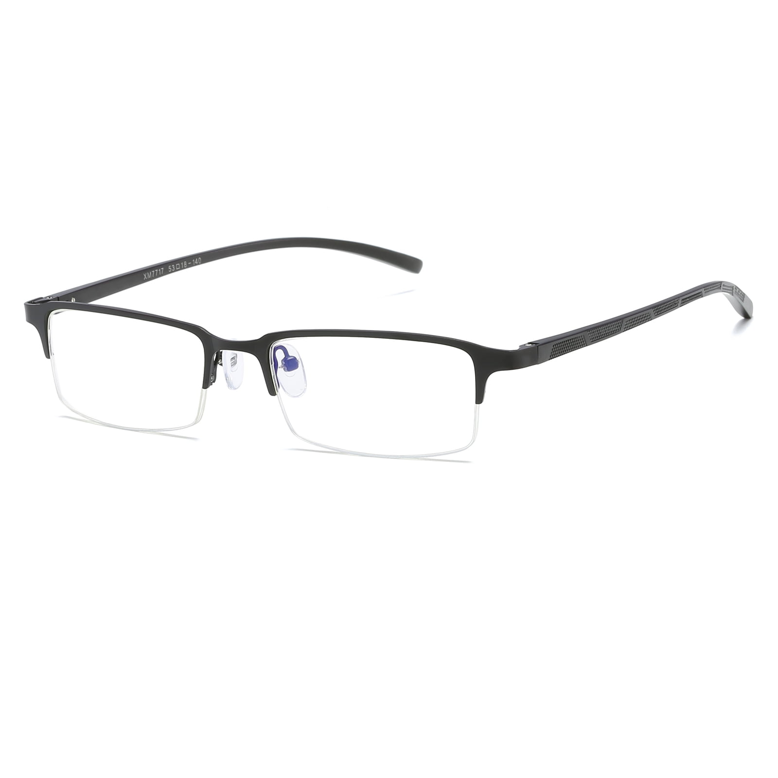 QECEPEI Semi-rimless Rectangular Non-prescription Glasses Frame Clear ...