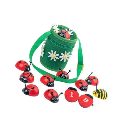 Wooden Counting Ladybugs Early Learning Motor Skill Math Preschool Toys ...