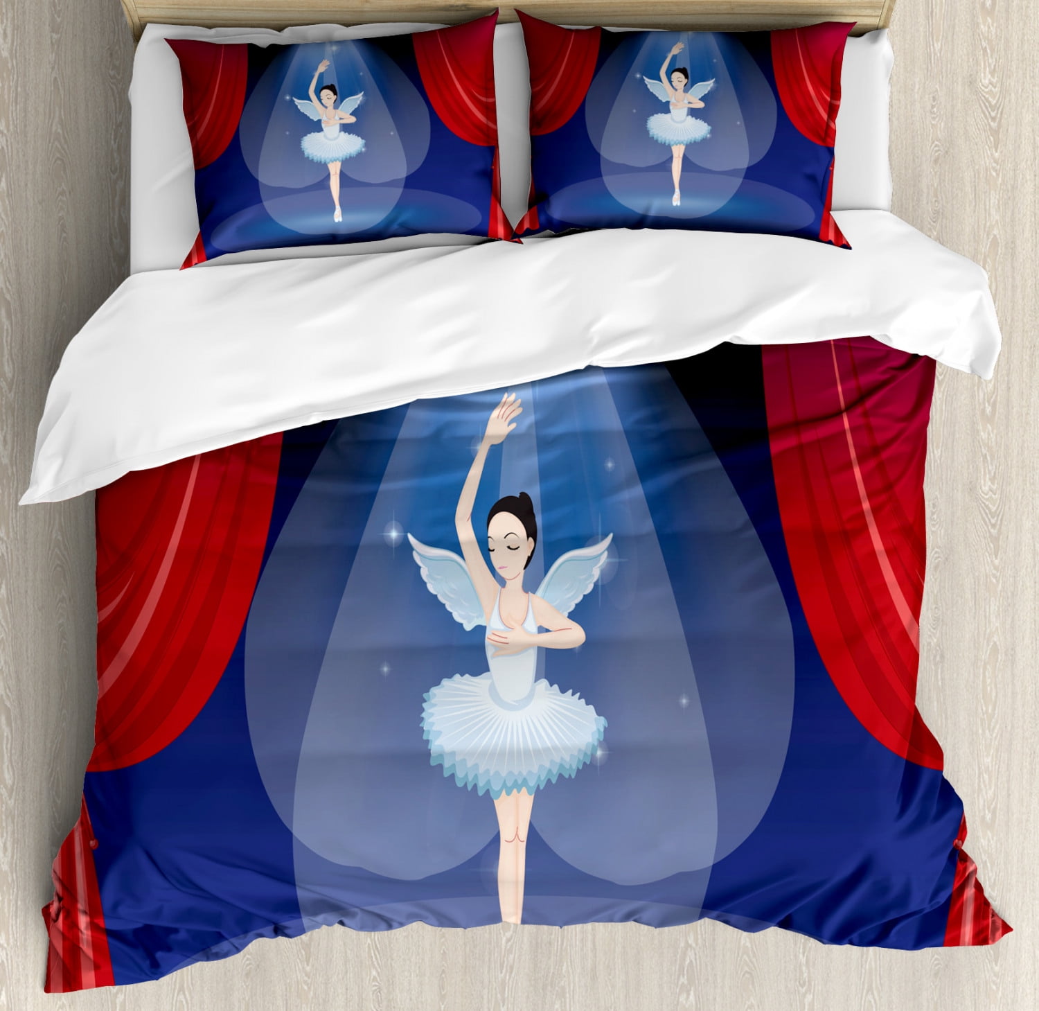 Ballet Duvet Cover Set King Size, Dancer in the Middle of Stage with ...