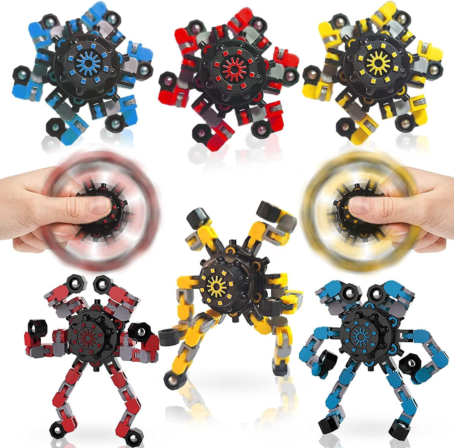 6pcs Fidget Spinners, diy Deformable Robot Fingertip Toys, Spinner de ...