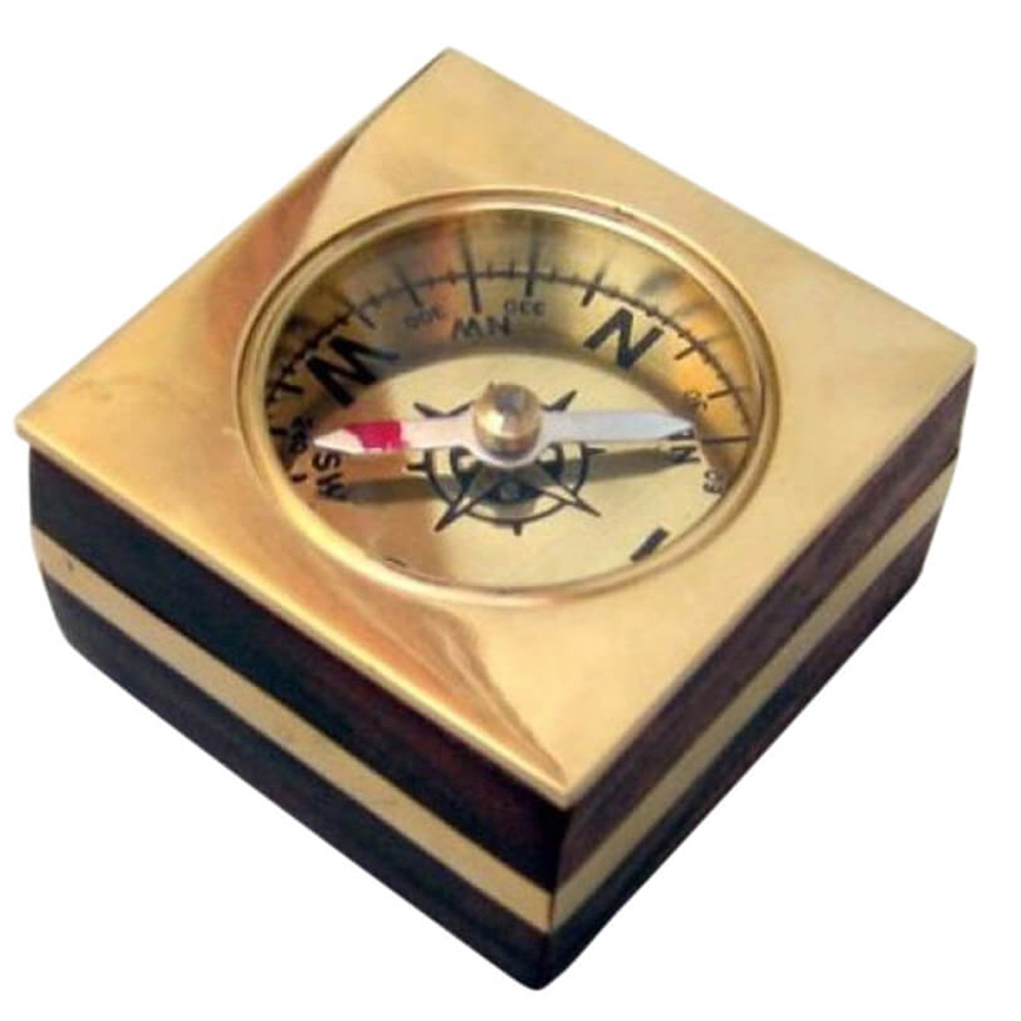 Wooden Desk Compass, Brass Inlay - Walmart.com