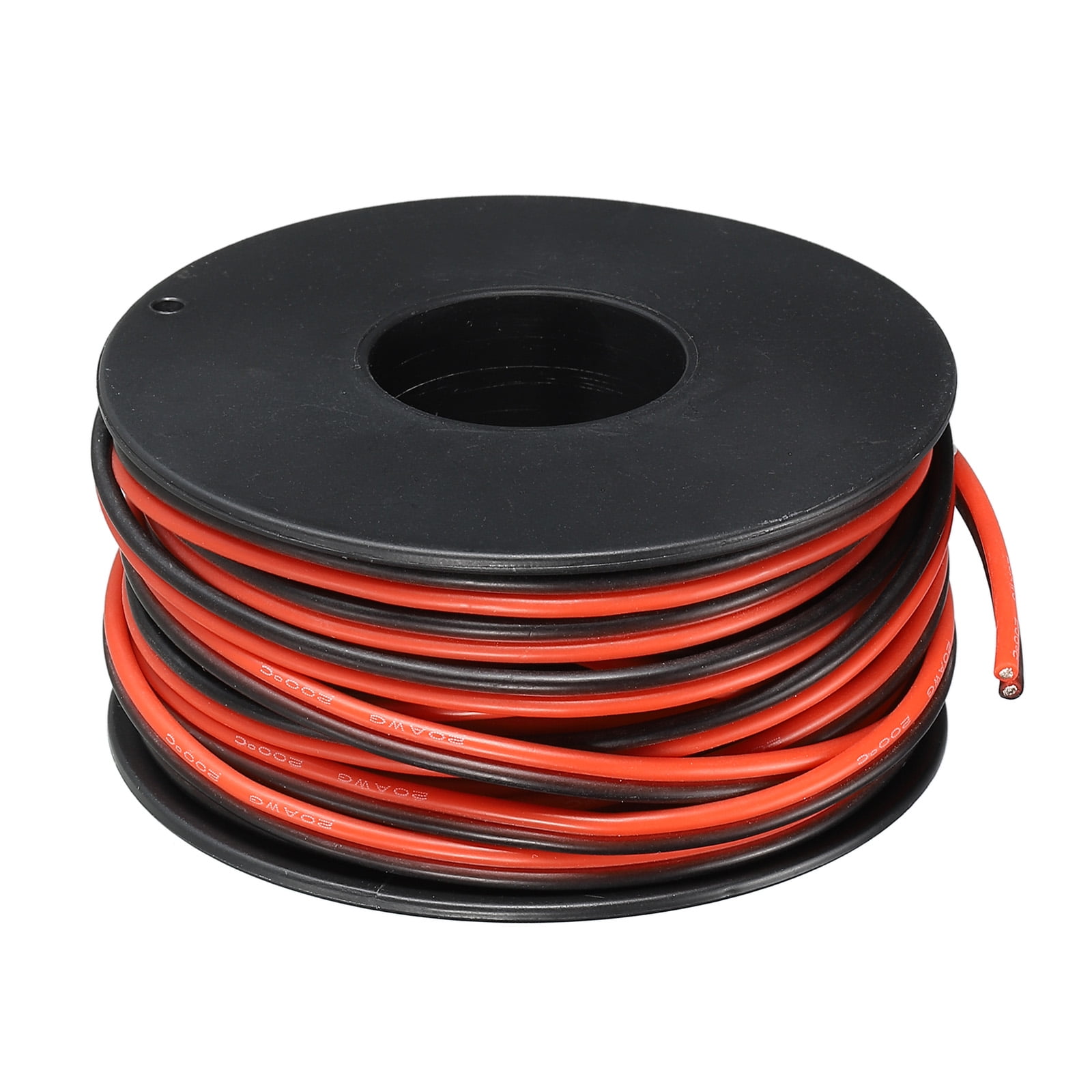 2 Conductor Parallel Silicone Wire 20AWG 20 Gauge Red Black Electrical ...