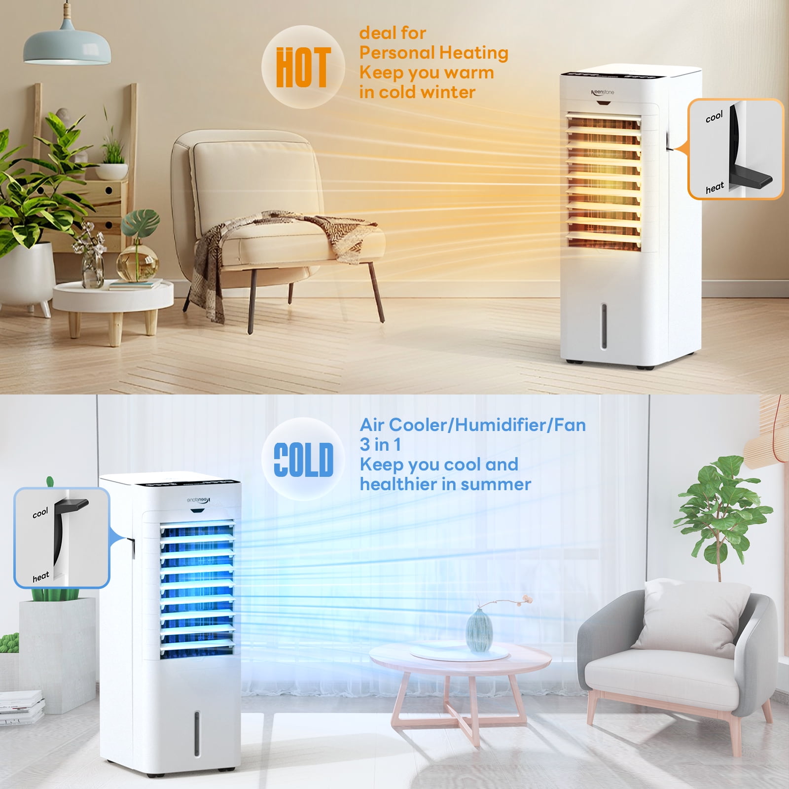 Keenstone Portable Windowless Air Conditioners Fan With Wheels Cooling