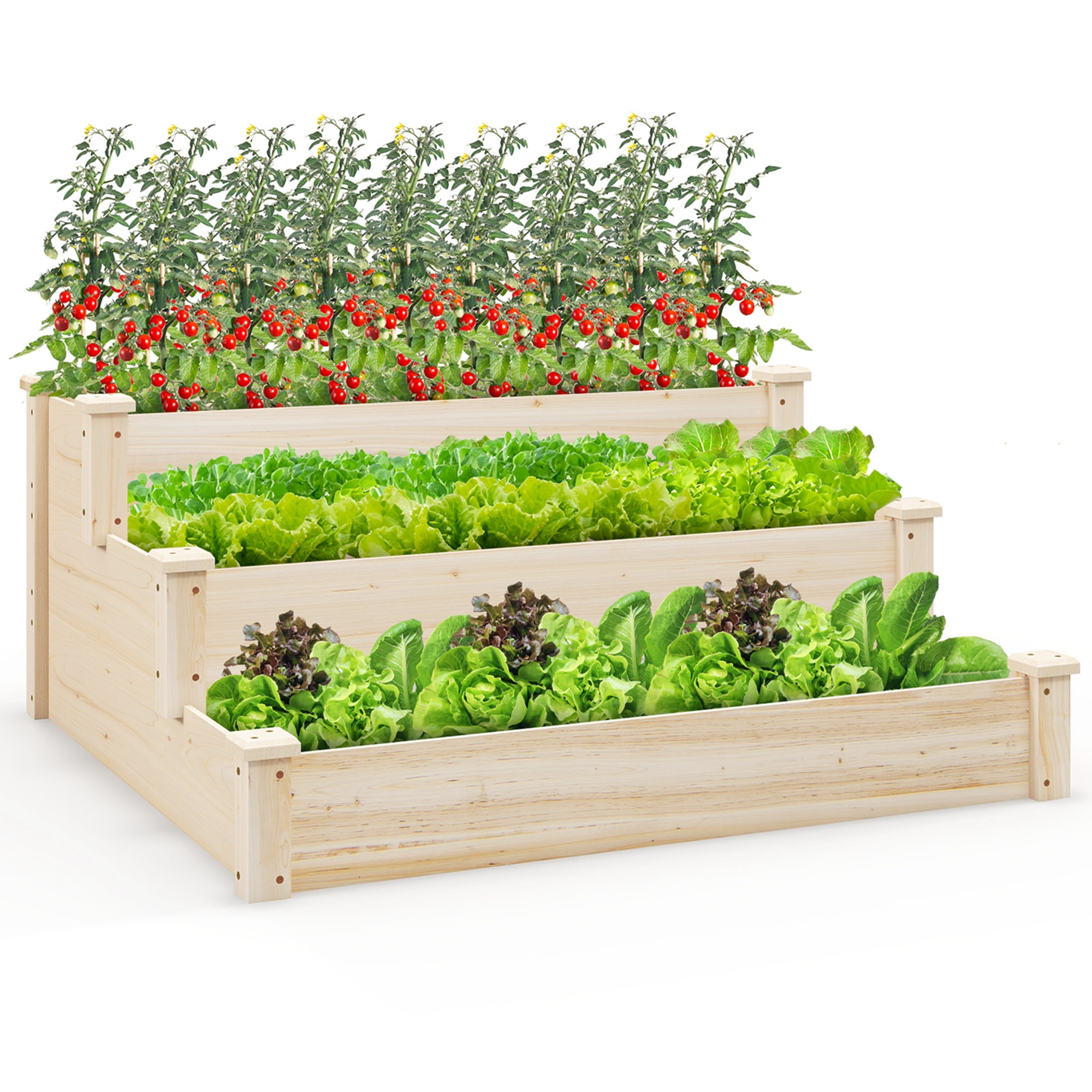 Click here for Costway 3-Tier Wooden Raised Garden Bed With Open-... prices