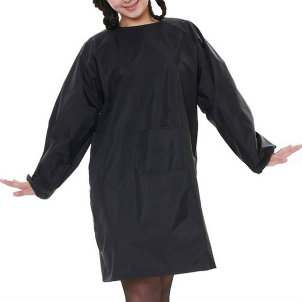 Opromo Womens Long Sleeved Waterproof Apron Smock With Front Pocket Black L