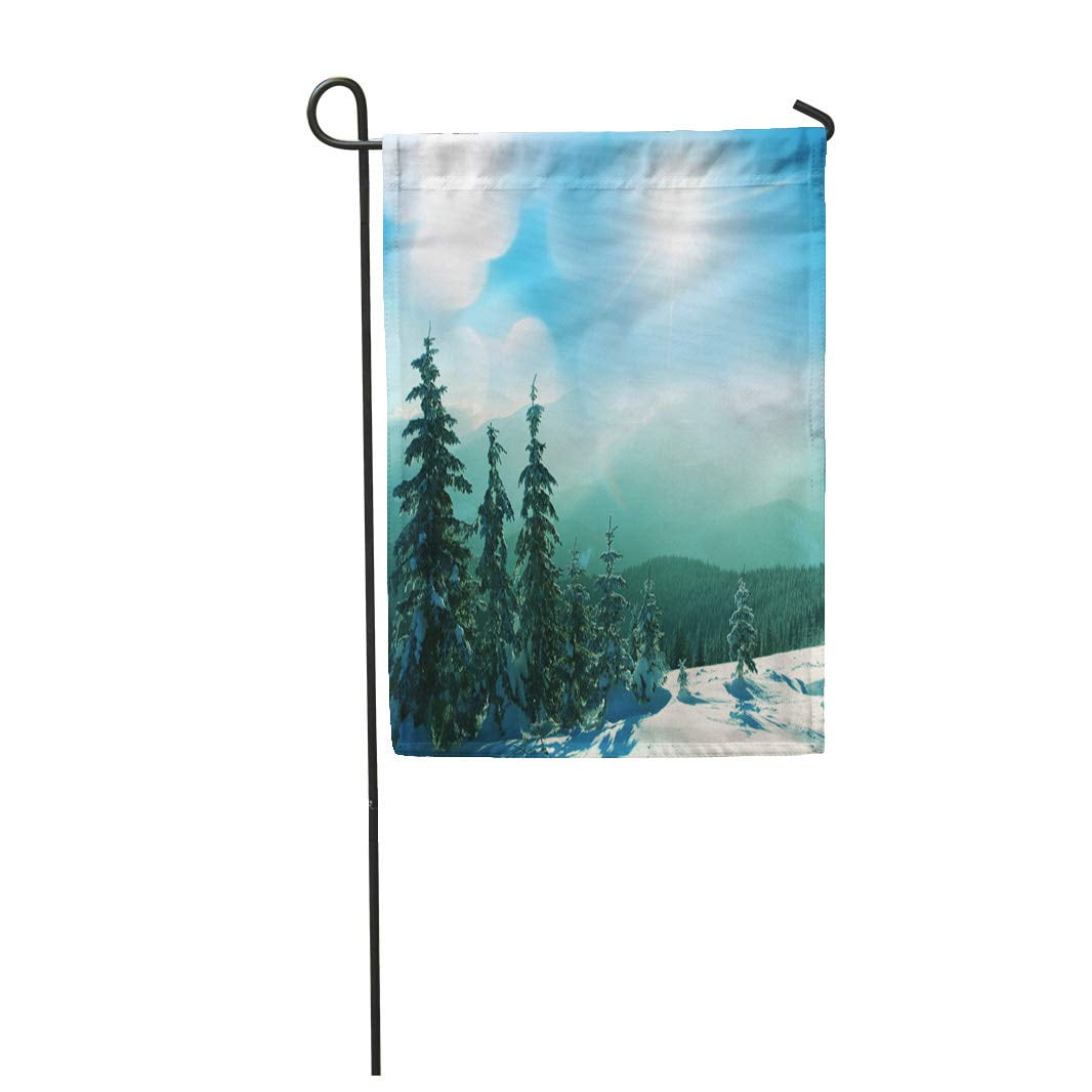 SIDONKU January Winter Scene Landscape Scenery First Snow Garden Flag ...