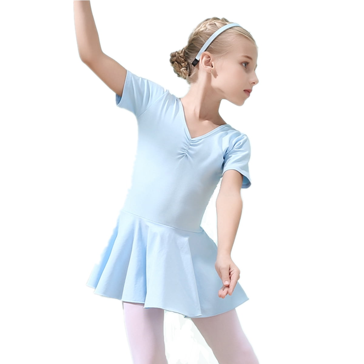 Girls Ballet Leotards Short Sleeve Back Bowknot Dance Leotards for ...