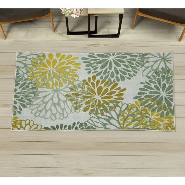 Flower Decorative Rug, Modern Dahlia Inspired Petals Blossom Abstract ...