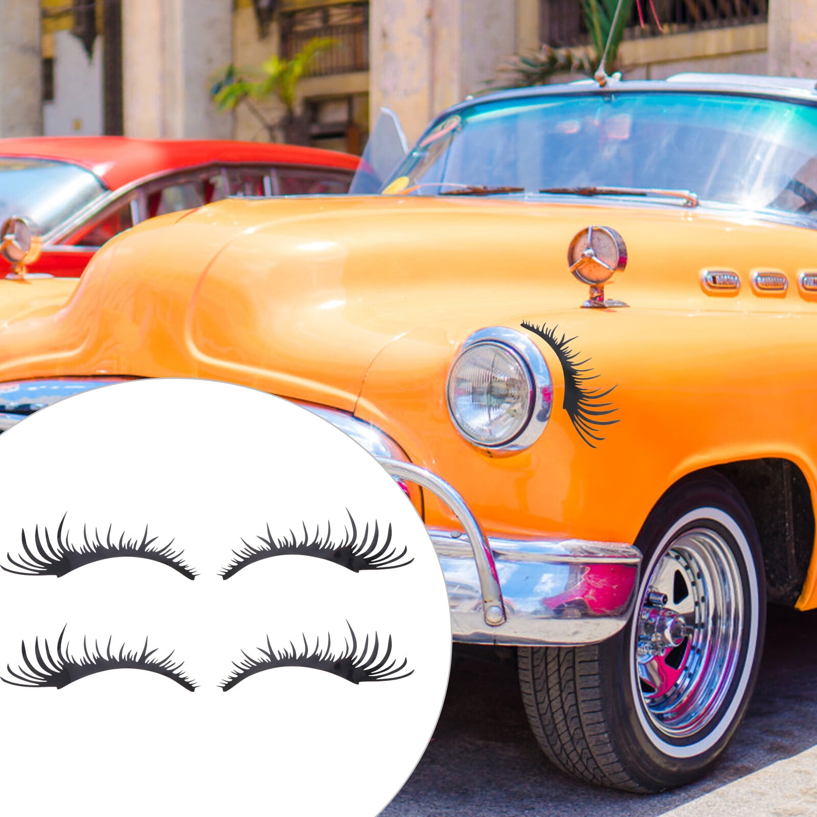 2 Pairs Eyelashes Eyebrow Car Headlight Stickers Body Sticker Decals ...