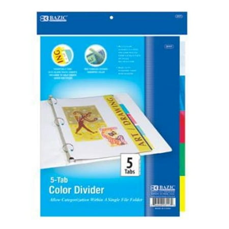BAZIC 3-Ring Binder Pockets Dividers w/ 5-Insertable Color Tabs Case of ...