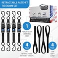 Based Retractable Ratchet Straps (4PK) 1in x 6ft - 1,500lb Break ...