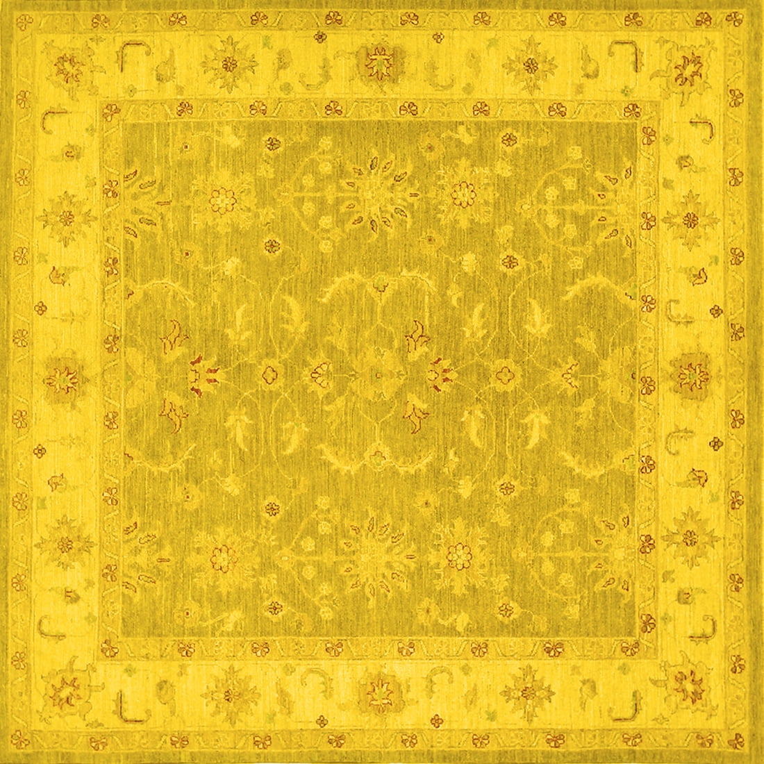 Ahgly Company Machine Washable Indoor Square Persian Yellow Traditional ...