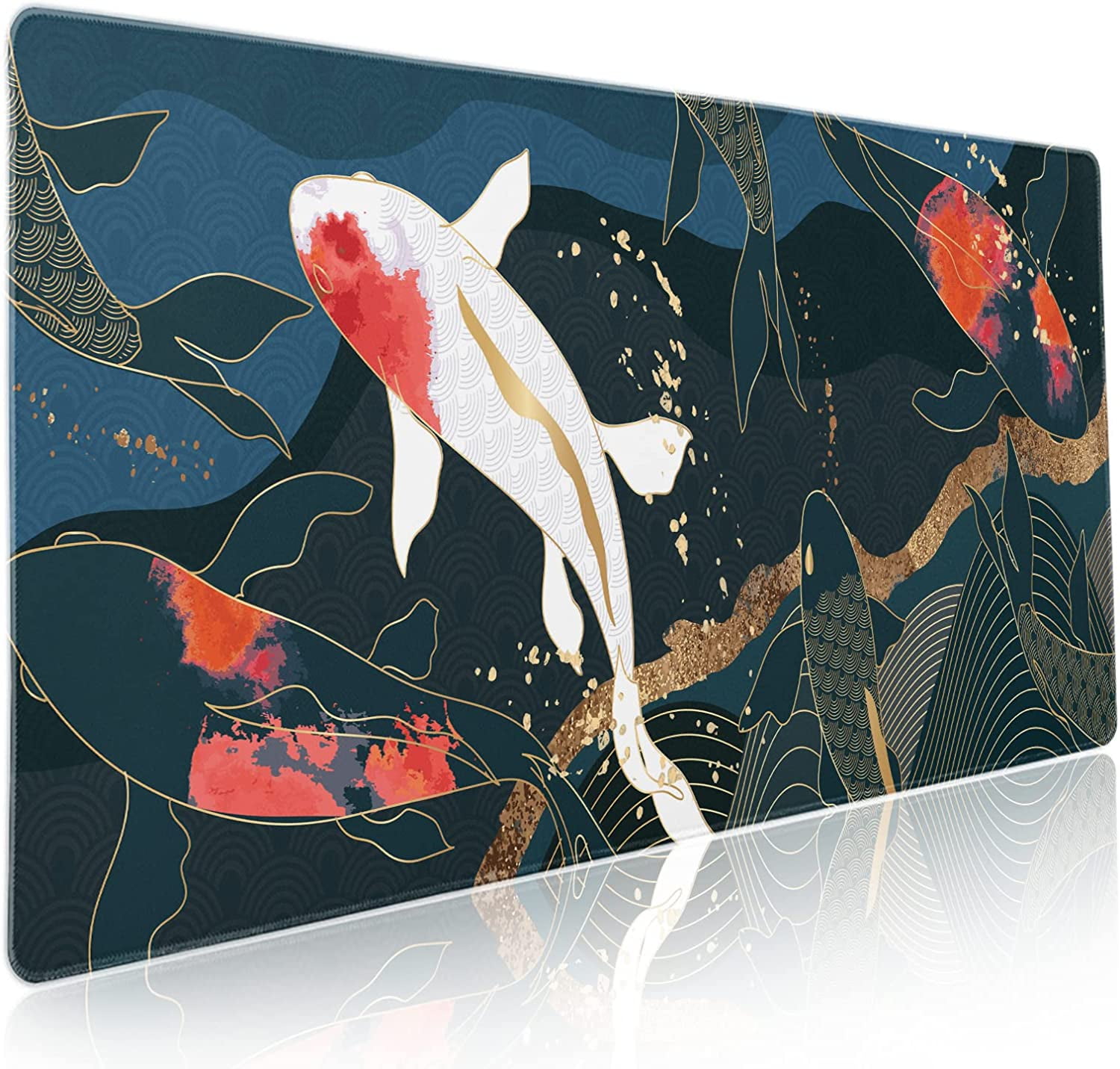 Japanese Anime Gaming Mouse Pad XXL Red White Fish Art Blue Gold ...