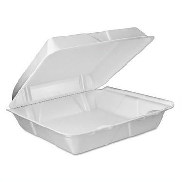 Dart Foam Hinged Lid Container, Performer Perforated Lid, 3-Compartment, 9 x 9.4 x 3, White, 100 ...