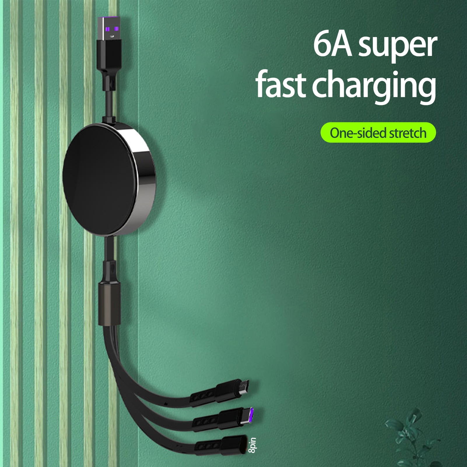 Waroomhouse Charging Cable 3-in-1 Anti-winding 6A Super Fast Charge ...