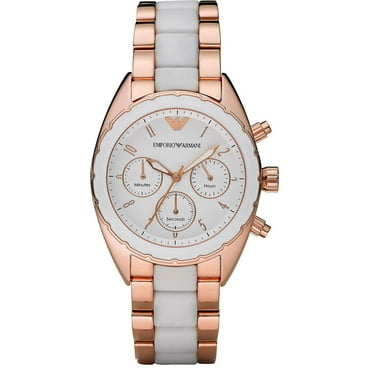 Emporio Armani AR5920 Women's Sport Watch, White & Rose Gold, 39mm ...