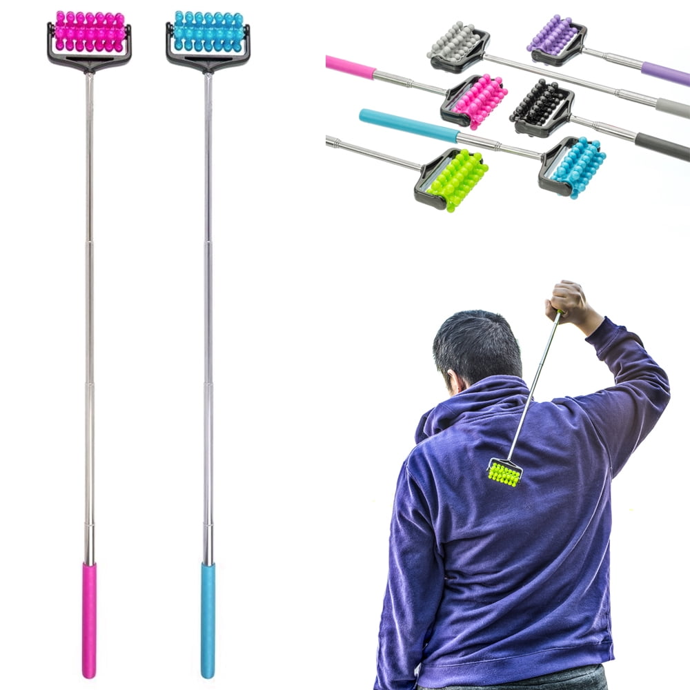 2X Extendable Massage Rollers Back Reflexology Telescopic Muscle Relief ...