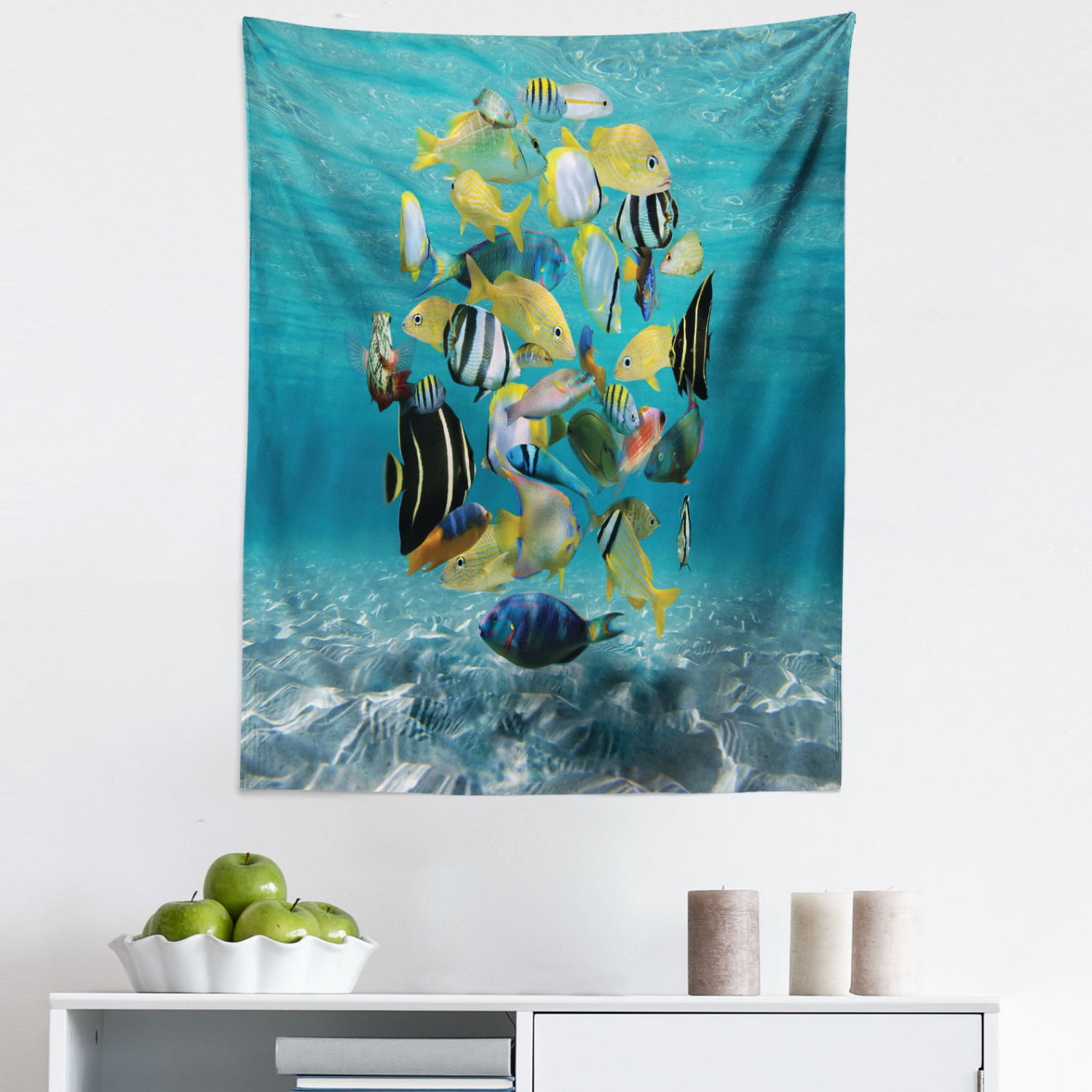 Fish Tapestry, Shoal of Fish Forming a Circle Above a Sandy Seabed in ...