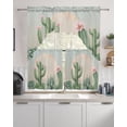 Cactus Green Tropical Kitchen Curtains Sets 24 Inch Length with Valance ...