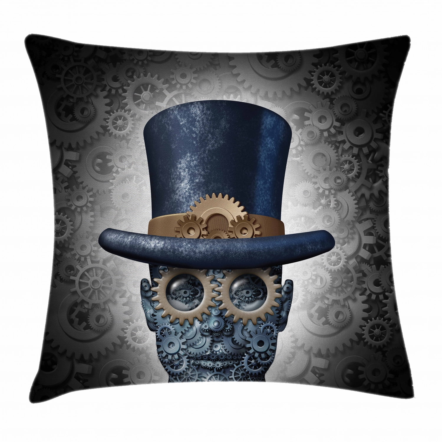 Steampunk Throw Pillow Cushion Cover, Futuristic Fantasy Figure as ...