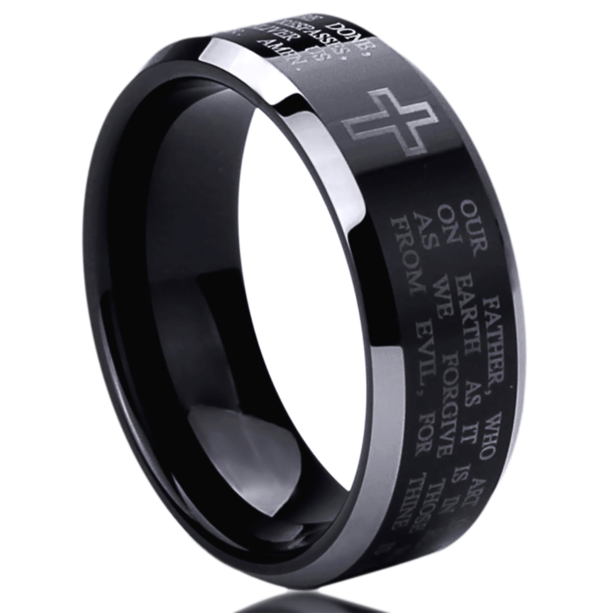 Men Women 8MM Titanium Comfort Fit Wedding Band Ring Lord's Prayer with ...