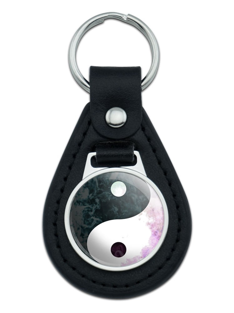 Ying Yang Black Leather Keychain - Walmart.com