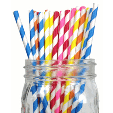 100-200 Bulk Packed Paper Straws Pattern Color -Biodegradable FDA ...