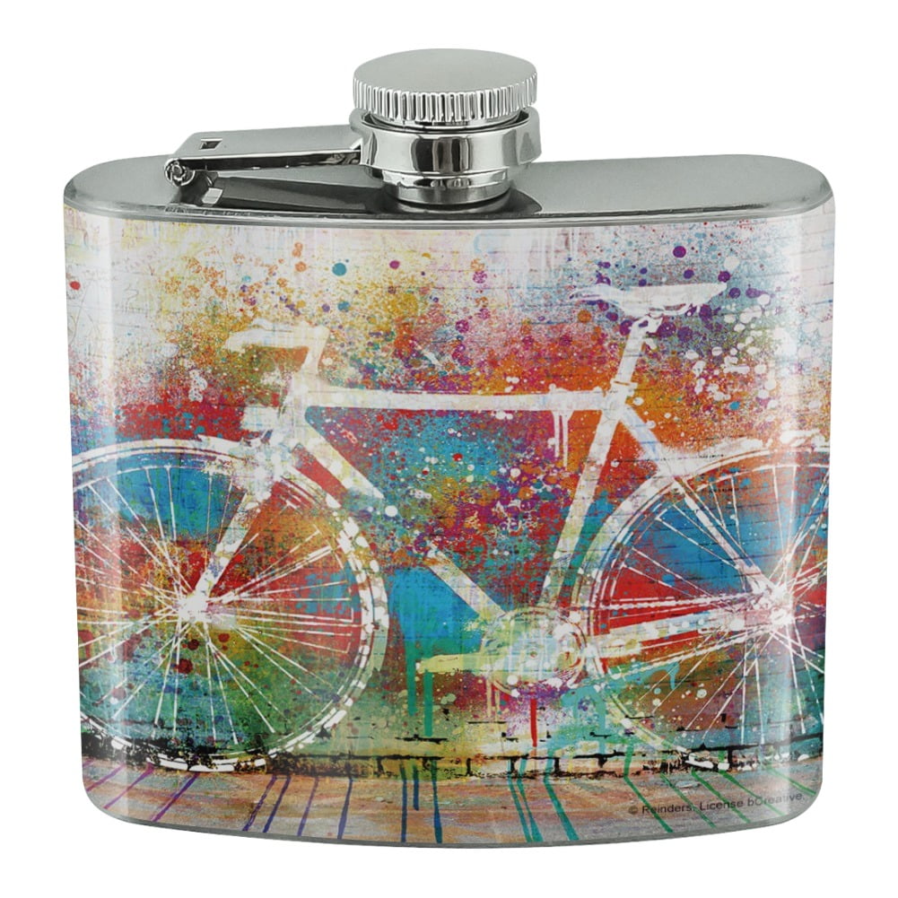 Colorful Rainbow Negative Space Bicycle Bike Wall Stainless Steel 5oz ...