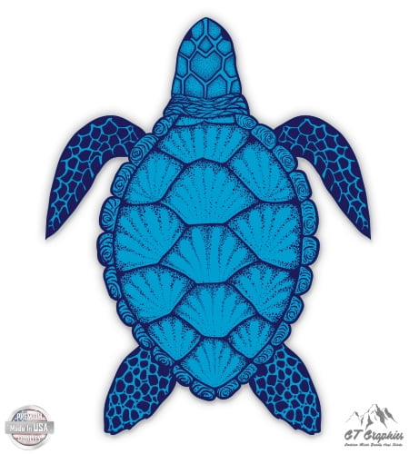 Sea Turtle Beautiful Blue - 8" Vinyl Sticker - For Car Laptop I-Pad ...