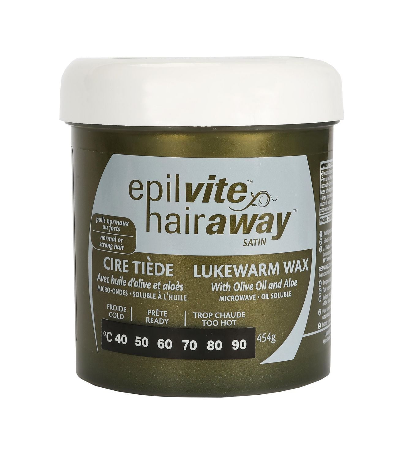 Epil-Vite / Hair-Away Satin Lukewarm Wax Olive and Aloe - 454 g ...