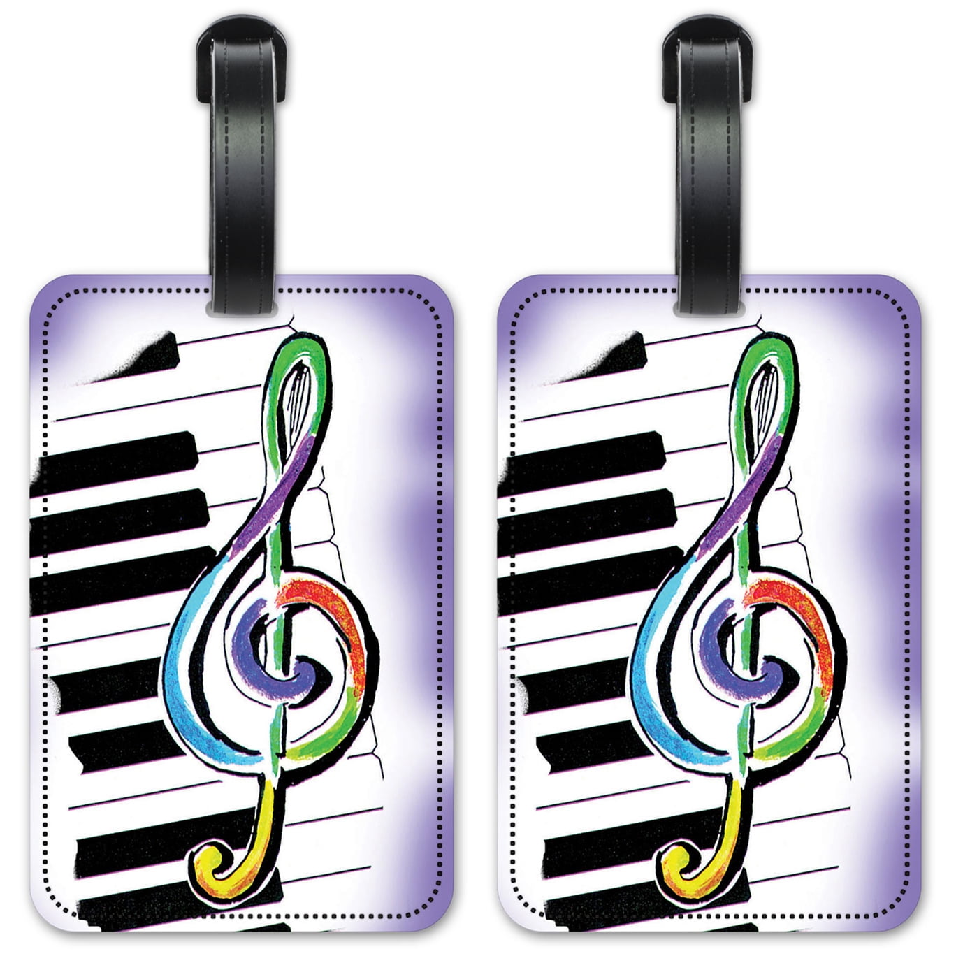 Keyboard & Clef - Luggage ID Tags / Suitcase Identification Cards - Set ...